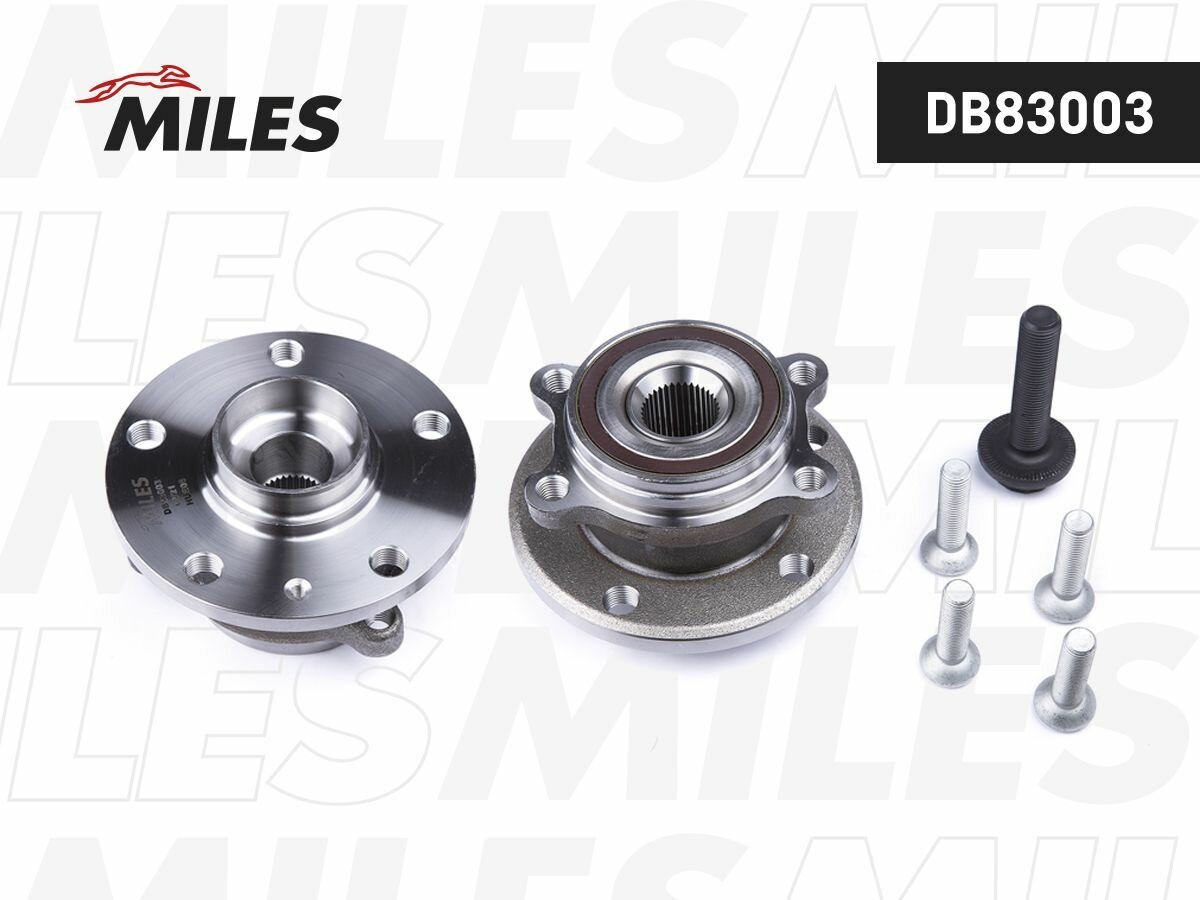 Ступица в сборе с подшипником передняя MILES DB83003 для а/м Skoda Octavia, Yeti, Seat Leon, VW Golf, Passat, Tiguan, с ABS.