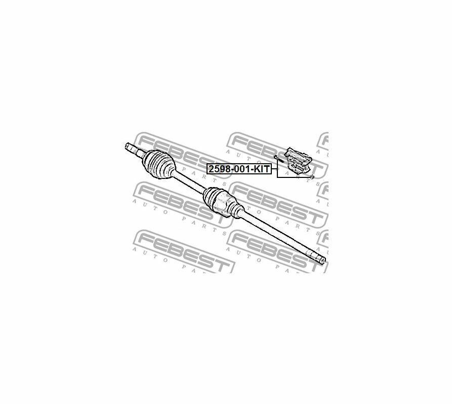 Болт опоры подвесного подшипника, комплект для автомобилей PEUGEOT, CITROEN, FIAT 2598-001-KIT FEBEST