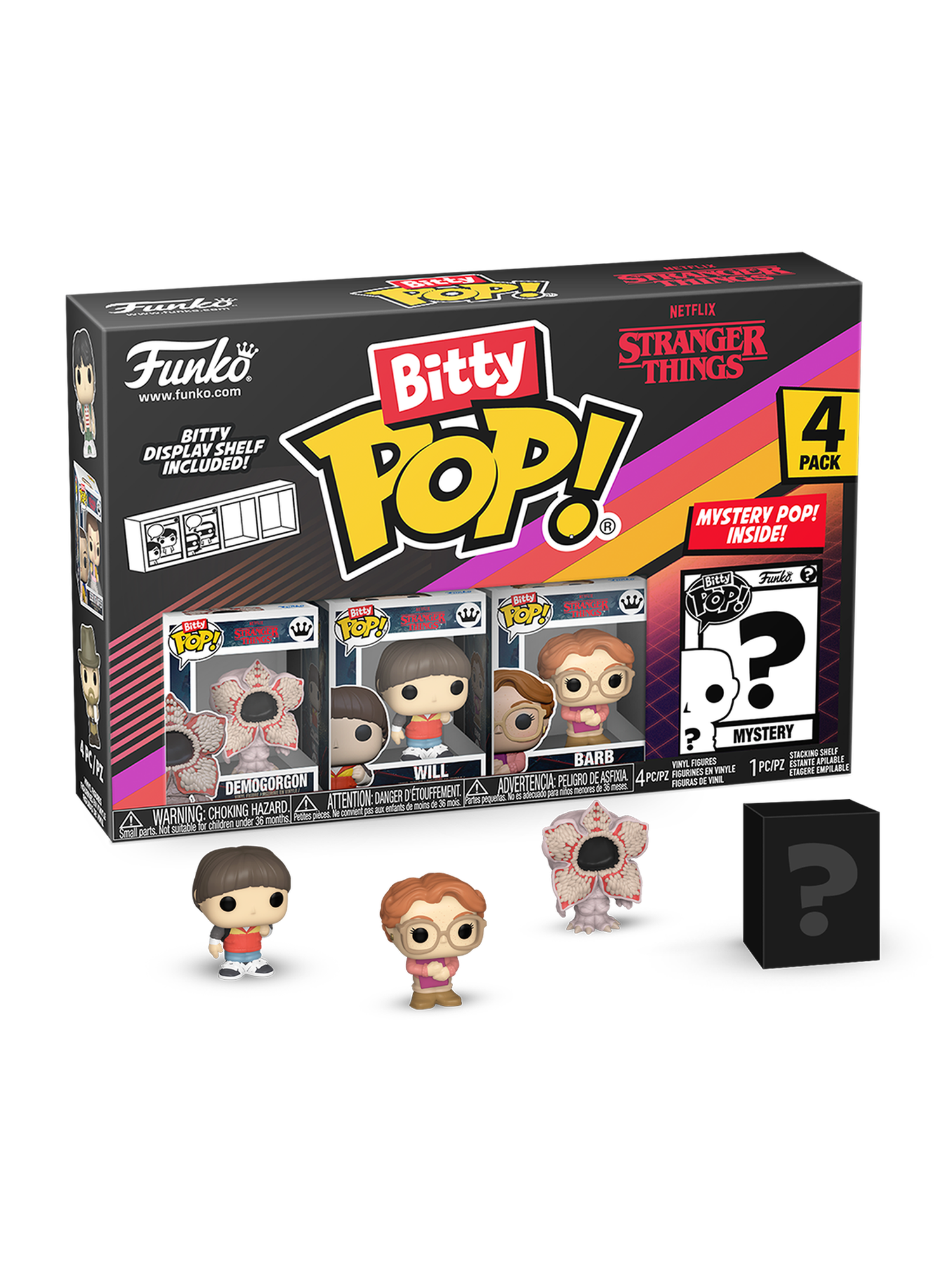 Набор фигурок Funko POP! Bitty Stranger Things - Demogorgon 83661 Очень странные дела - Демогоргон, Барбара, Уилл, 4 шт