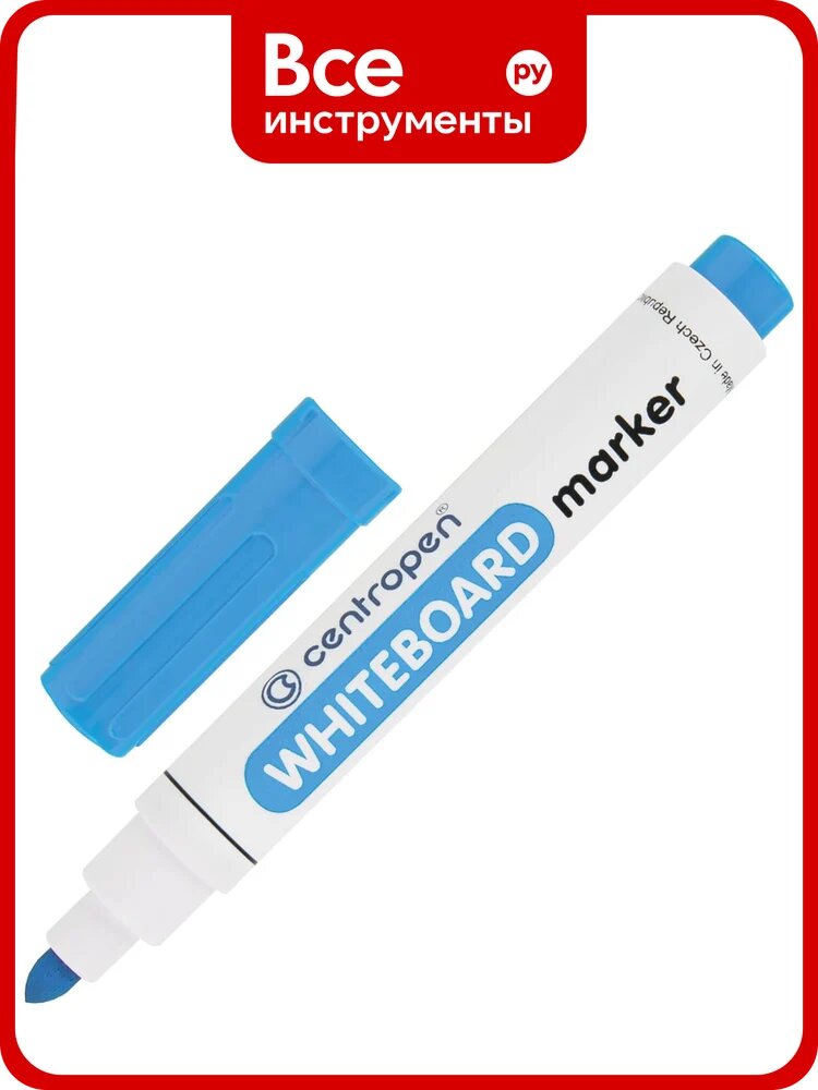 Маркер стираемый для белой доски офисмаг голубой CENTROPEN "Dry-Wipe", круглый наконечник, 2,5 мм, 8559, 5 8559 0167 152018