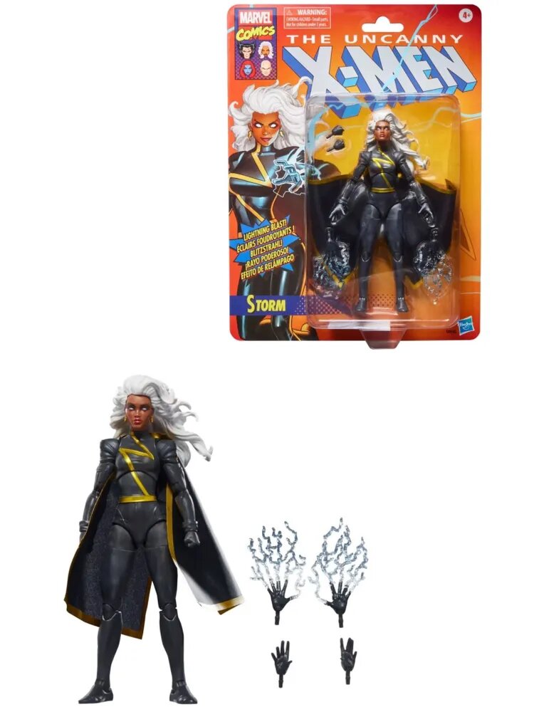 Фигурка Hasbro Marvel Legends Toys Ретро-подвесная открытка X-Men Storm Girl, 6-дюймовая подвижная кукла ручной работы