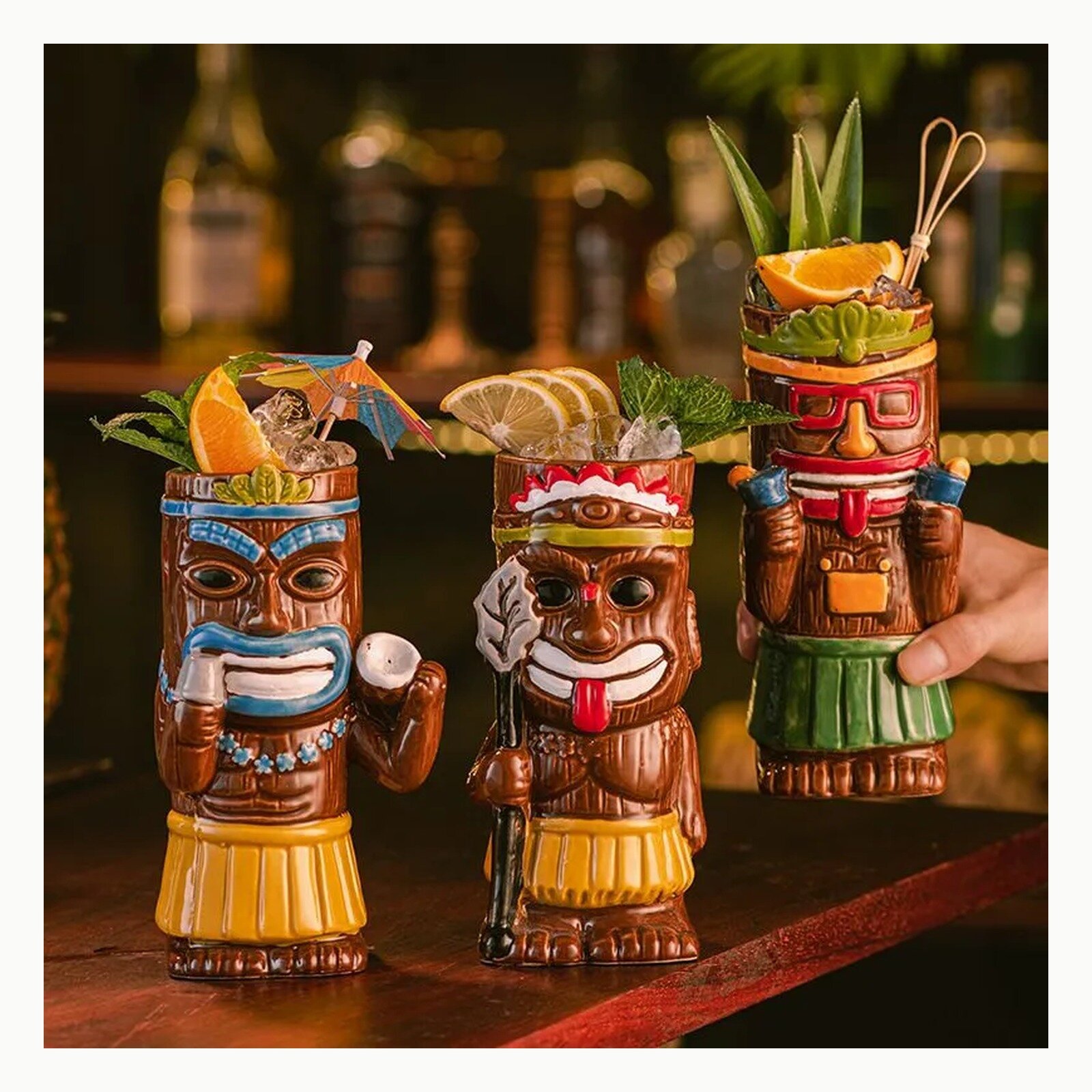 Керамическая Tiki кружка в гавайском стиле, коричневый, 460 мл — фото 1