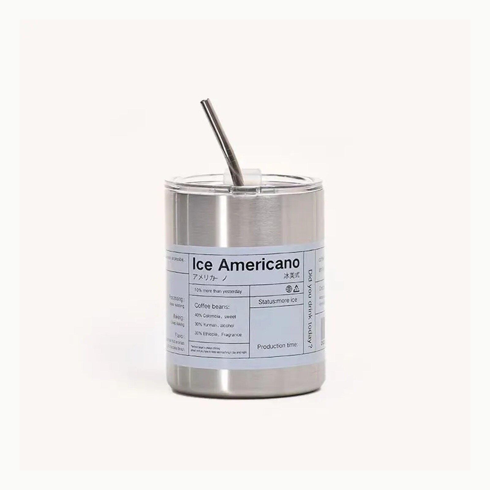 Термокружка Ice Americano 0.32 л серебряная, с крышкой, из нержавеющей стали, для напитков — фото 1