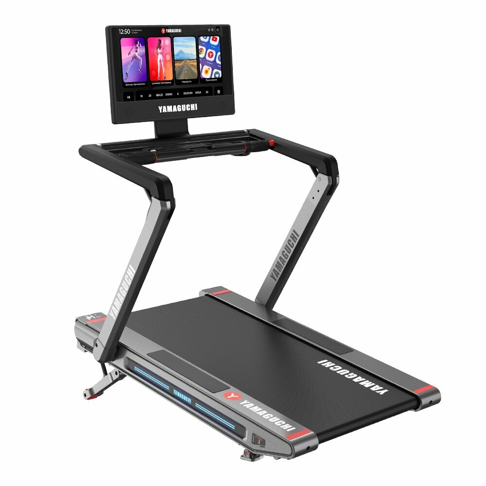Профессиональная беговая дорожка Yamaguchi MAX PRO, черный, складная с уровнем наклона 15% электрическая 20 км/ч