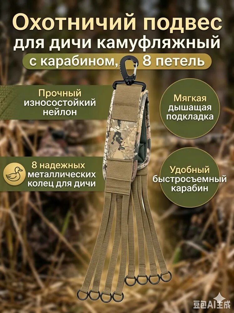 MYDAYS OUTDOOR Сумка для охоты с карабином, 8 петель, Хаки