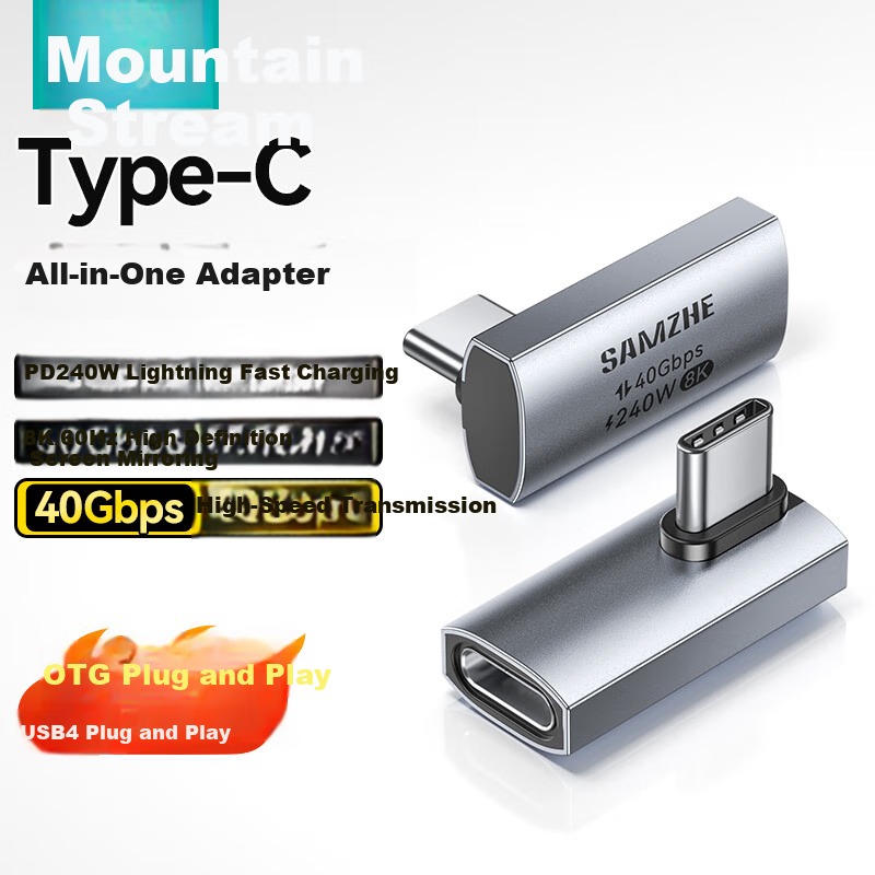 SAMZHE Type-C 90-градусный L-образный адаптер для кабеля Thunderbolt 4 USB4 Full-Function совместимый с Apple 17/16/15