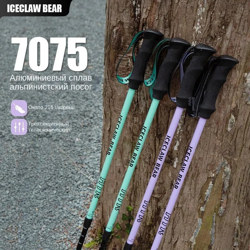 Палки для лыжероллеров ICECLAW BEAR Air элегантный фиолетовый алюминий 65-135см — фото 1