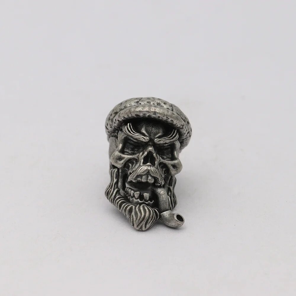 Подвеска череп с трубкой, латунь Antique Silvery