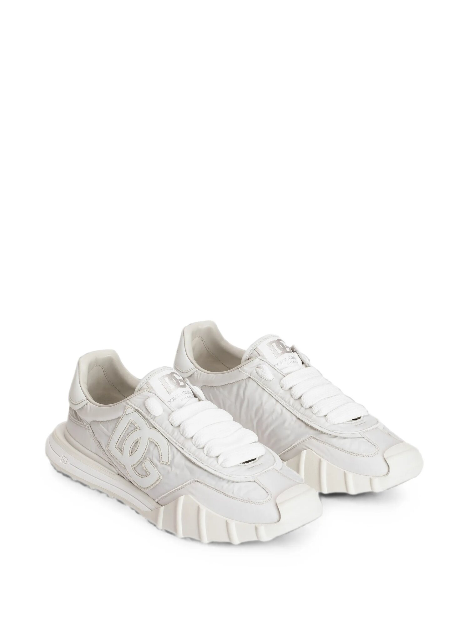 Кроссовки DOLCE & GABBANA DG Athletic nylon sneakers, размер 40 EU, бежевый/белый — фото 1