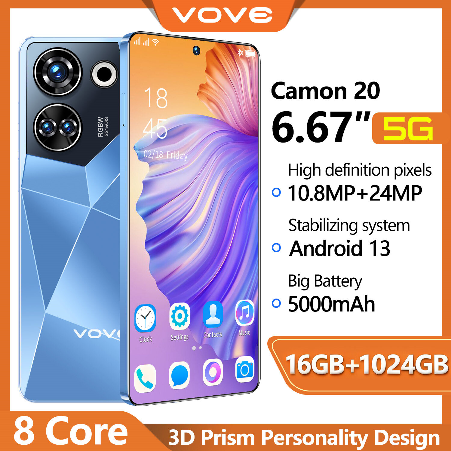 Смартфон Camon20, 6.67" экран, 24Мп камера, аккумулятор 5000мАч, 1ТБ, Android 14