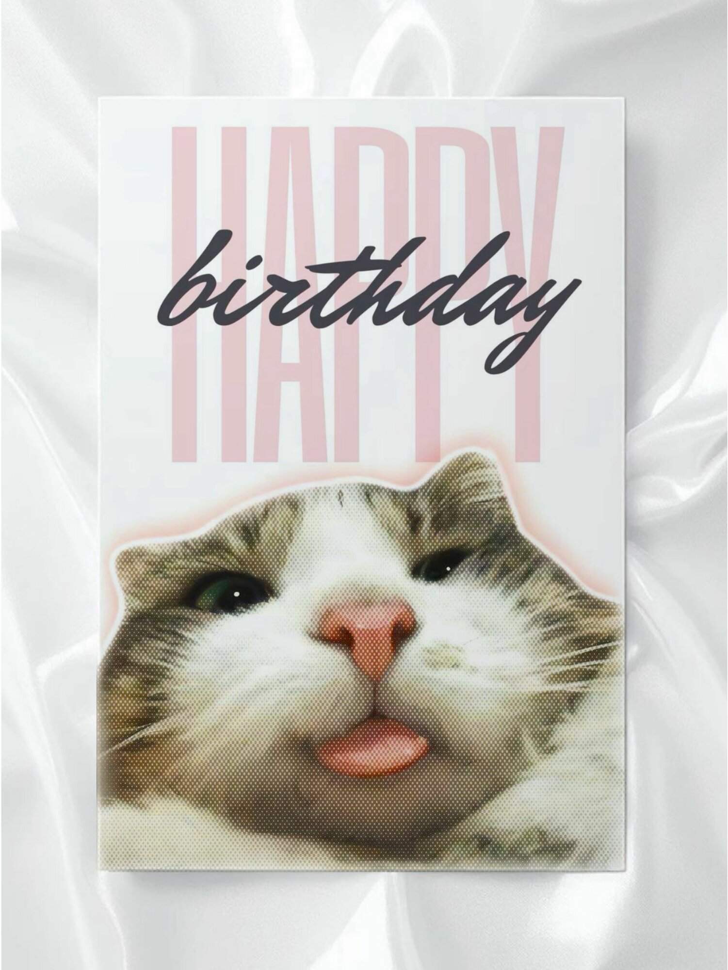 Подарочная открытка "Happy Birthday" с милым котиком оригинальное поздравление на День рождения