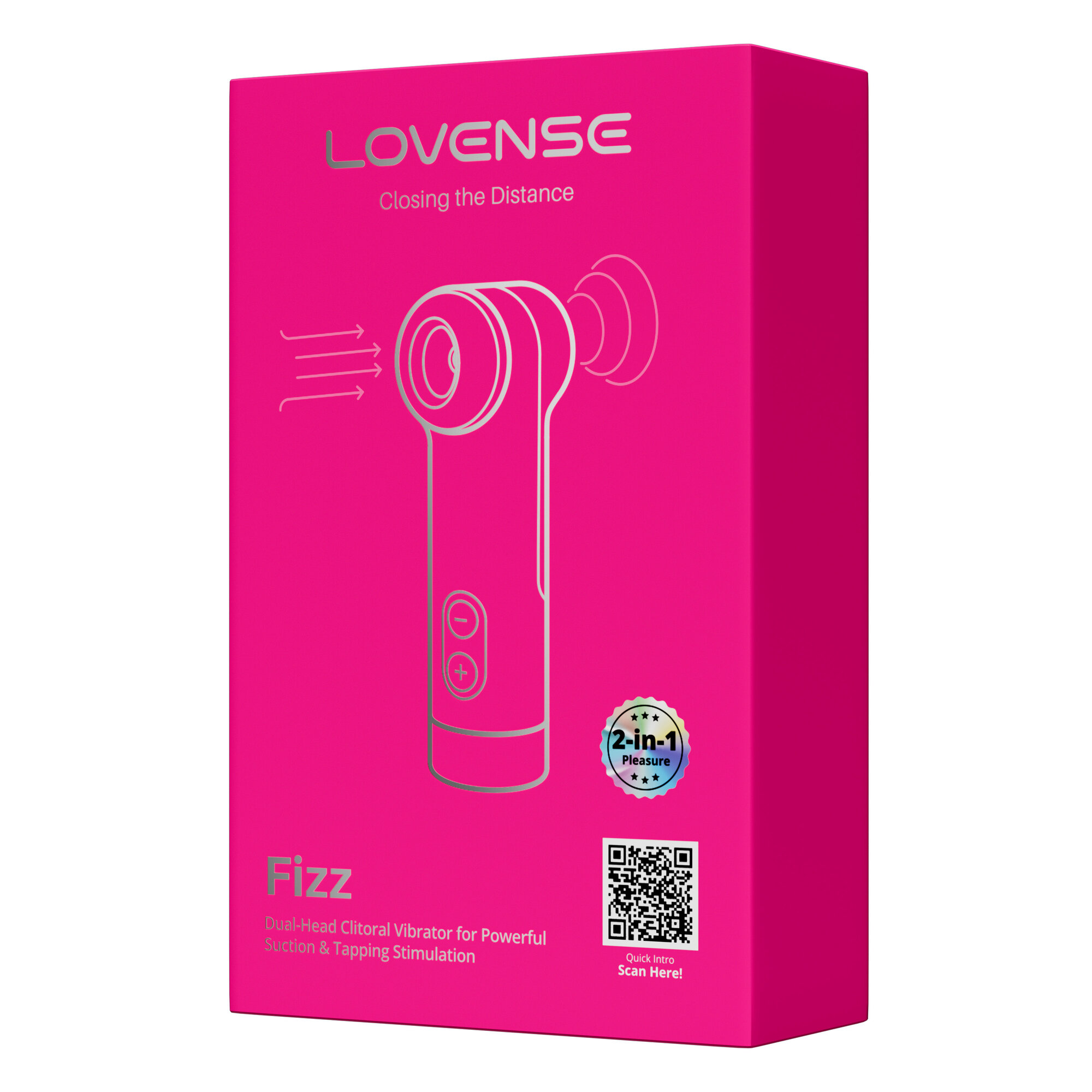 Двусторонний вакуумный таппинг-стимулятор Lovense Fizz, розовый