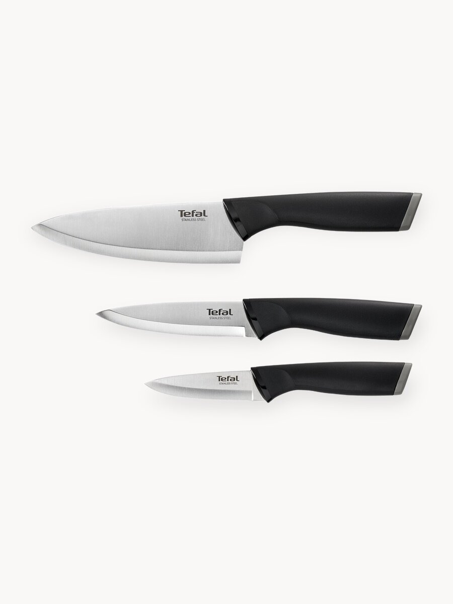 Набор ножей Essential Tefal K2213S75 3 предмета, из нержавеющей стали: шеф 15 см, универсальный 12 см, овощной 9 см