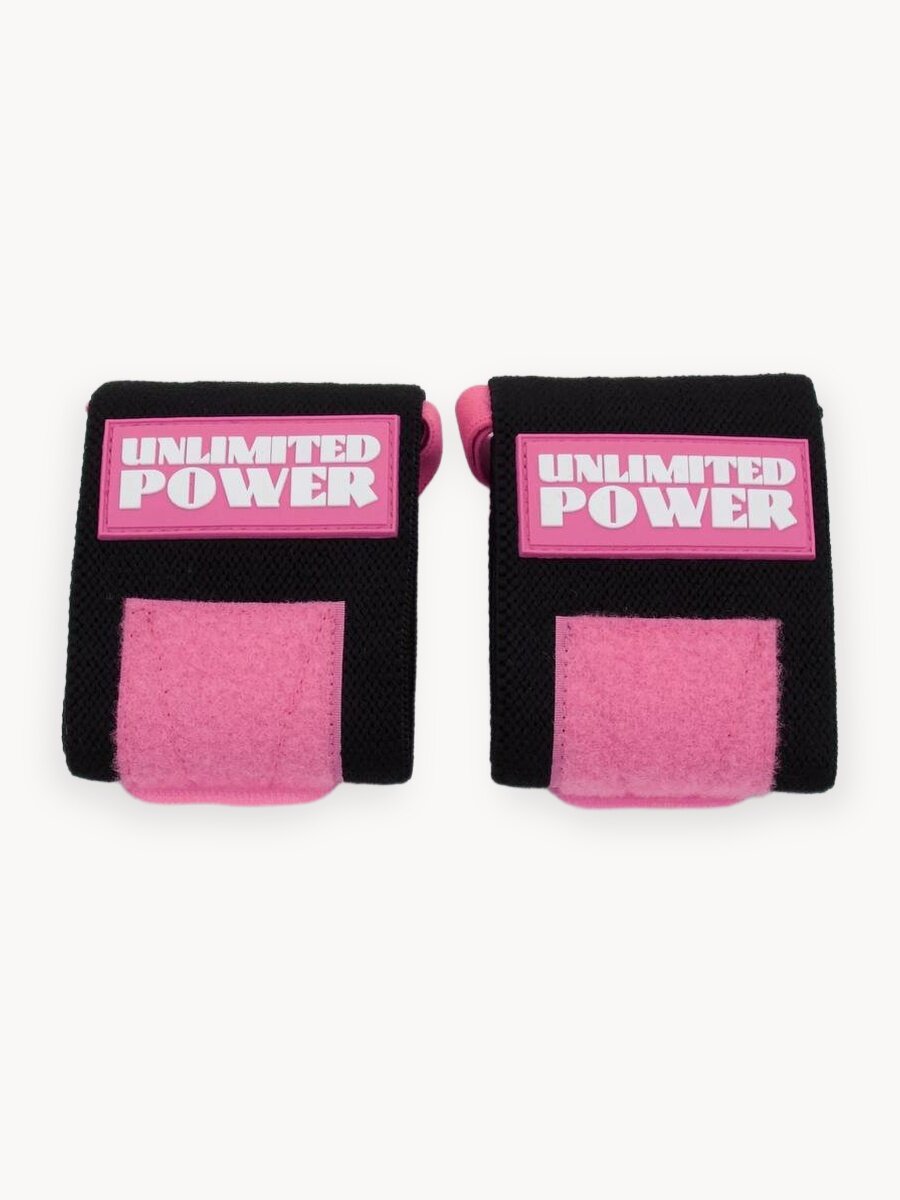 Кистевые бинты UNLIMITED POWER, черно-розовые, 50см, средняя жесткость