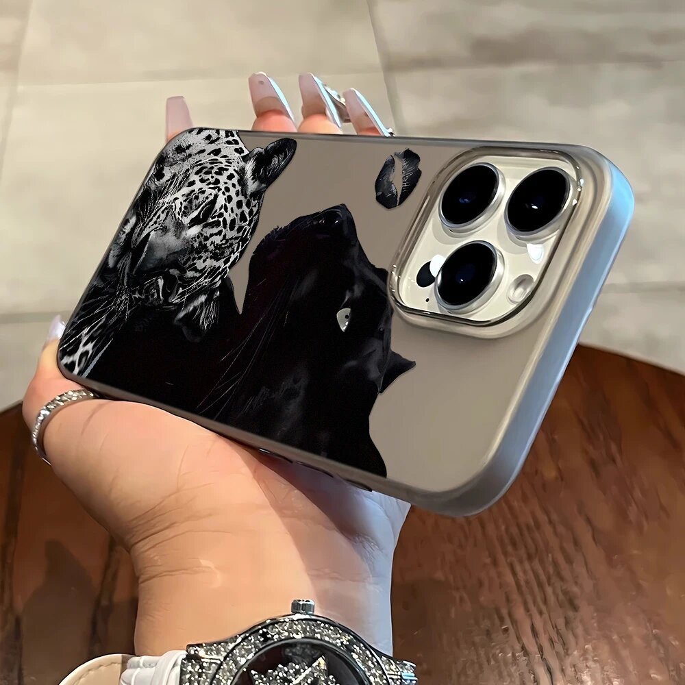 Чехол для телефона с дизайном «Черный тигр» для iPhone 17, 16, 15, Grey-WQFDD17, For iphone 15 Pro