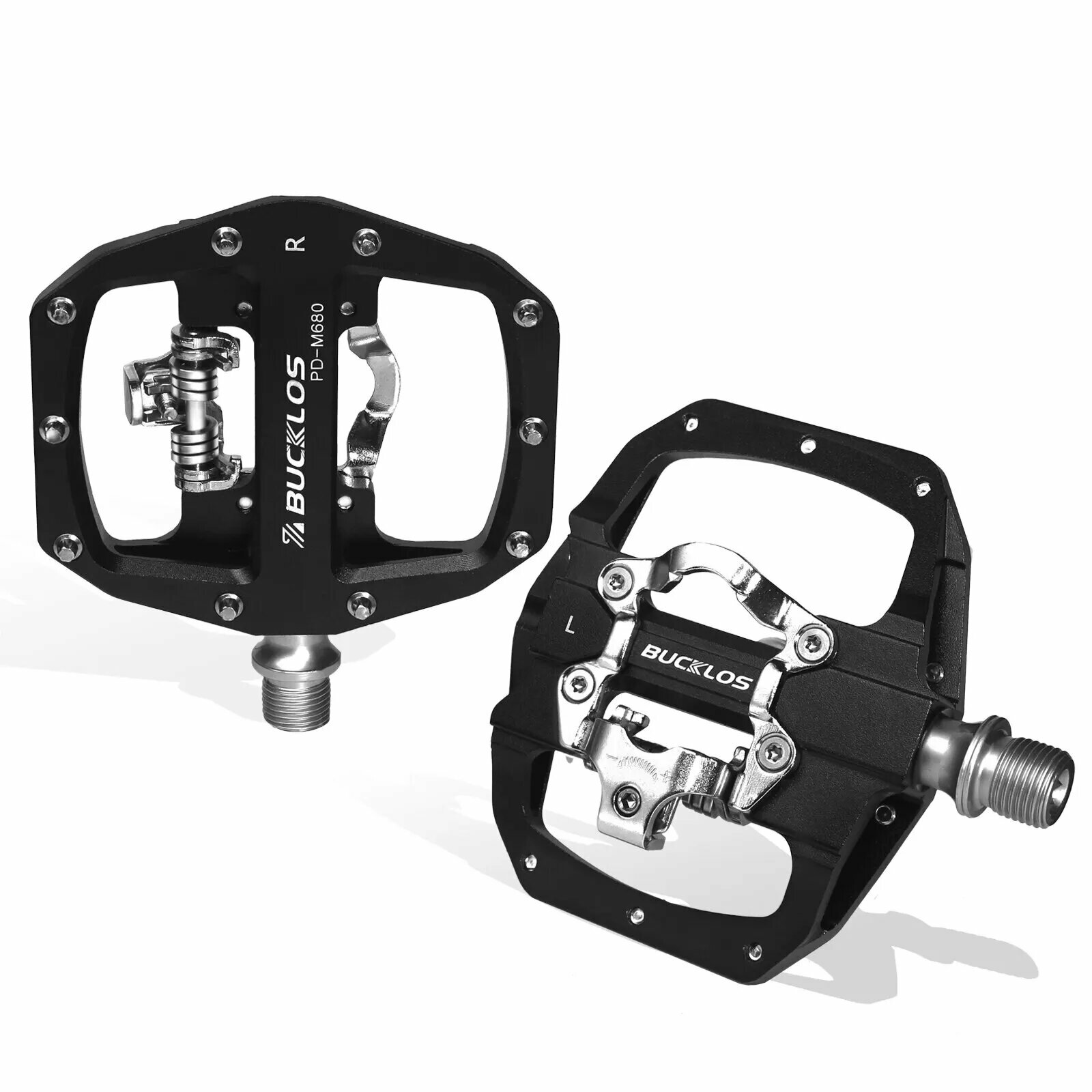 BUCKLOS PD-M680 Педали для горного велосипеда алюминиевые Черный, Black