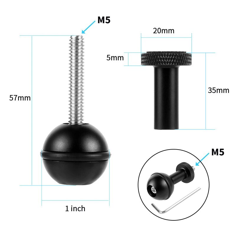 1-дюймовый адаптер для GoPro M5 Adjustable Screw