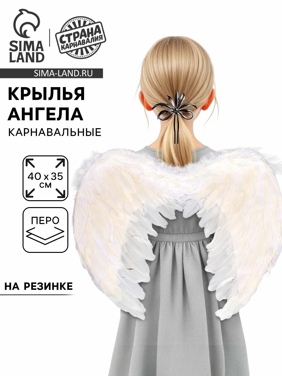 Крылья ангела, 40x35 см, на резинке, белые, цвет: белый, тематика праздника: универсальная тематика