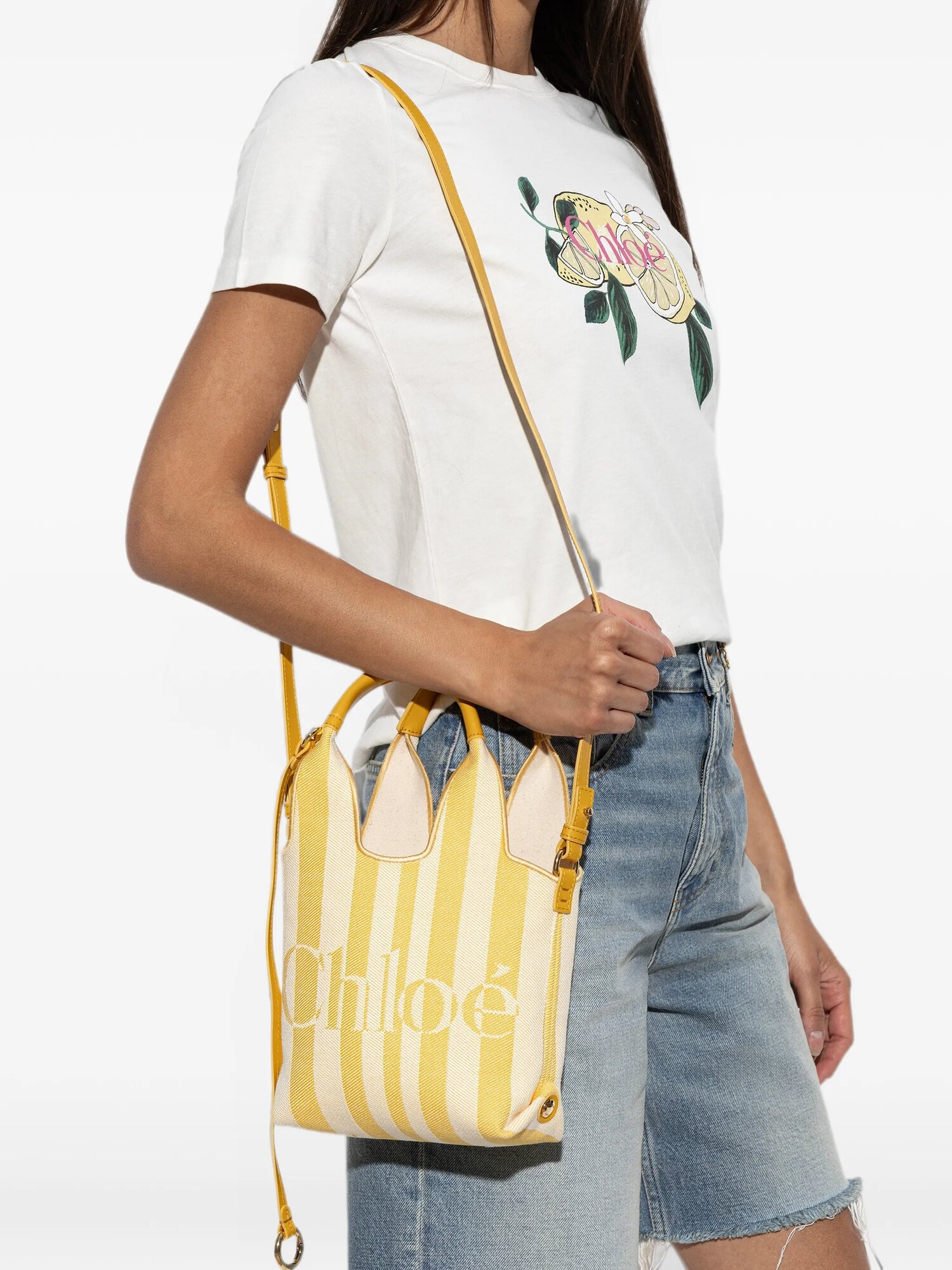 Сумка Chloe Mini striped tote bag — фото 1