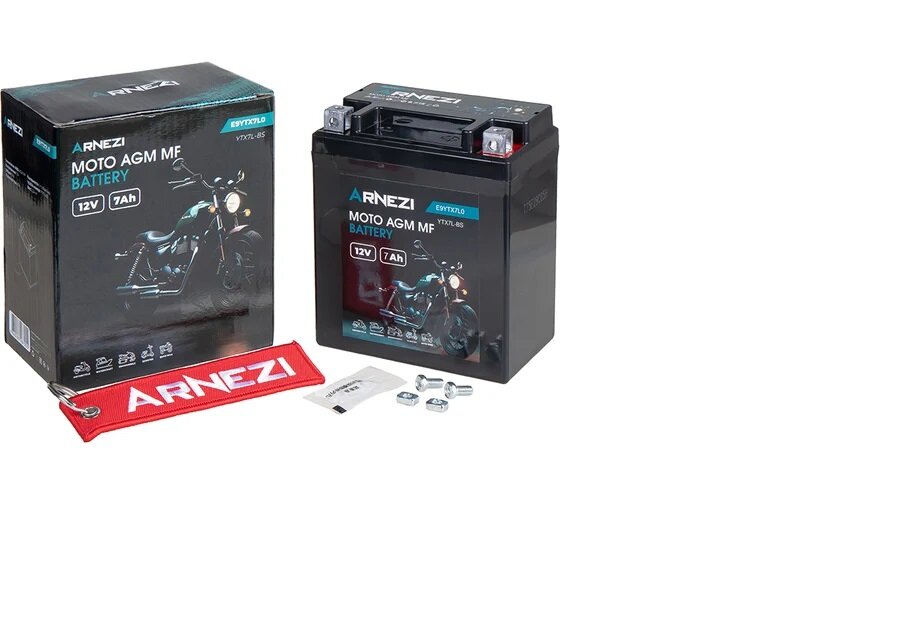Аккумулятор Arnezi Moto AGM 7.1А/ч 85A 12В обратная полярность (-+) 114х71х133 YTX7L-BS для мотоцикла, питбайка, скутера