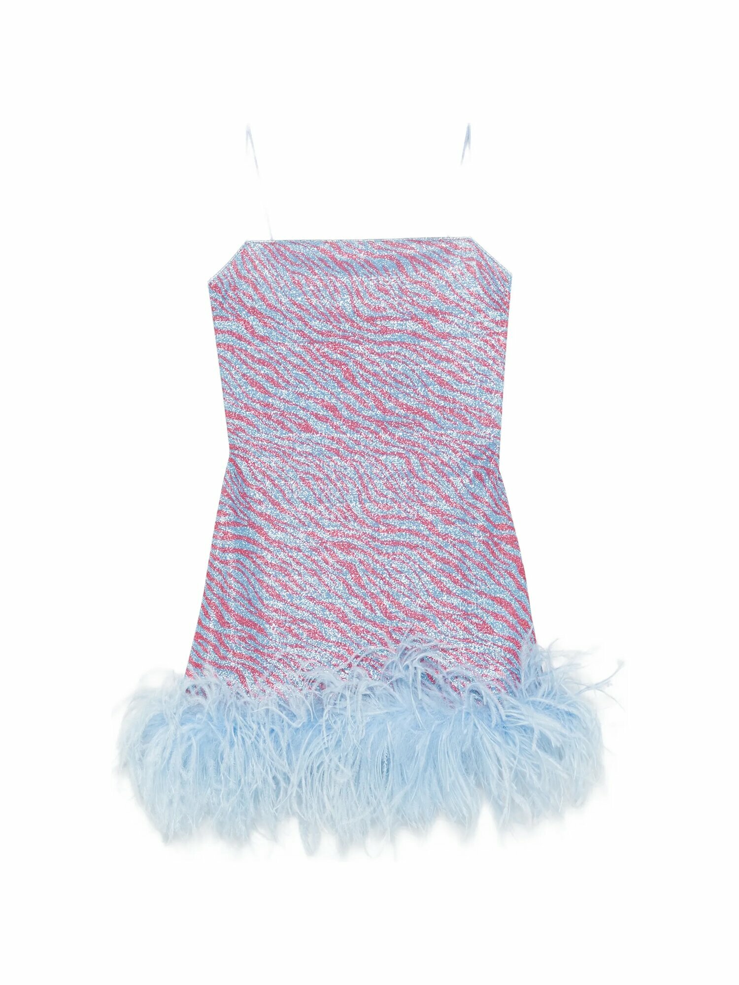 Платье Animal-print feather-trim mini dress