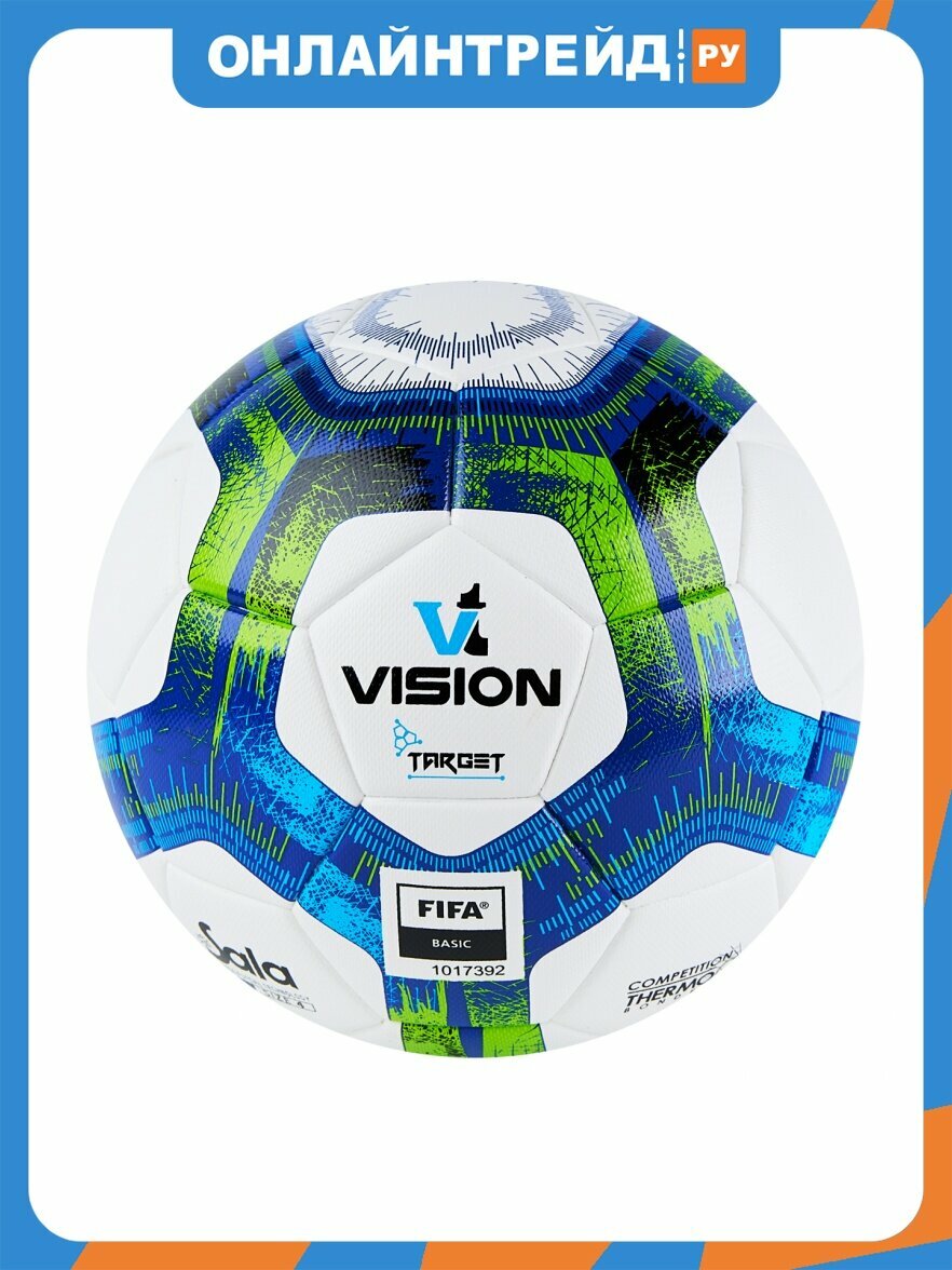 Мяч футзальный Vision TORRES Target, FS324094, FIFA Basic, р.4, 32 панели, PU, 3 подкладочных слоя, термосшивка, бело-синий