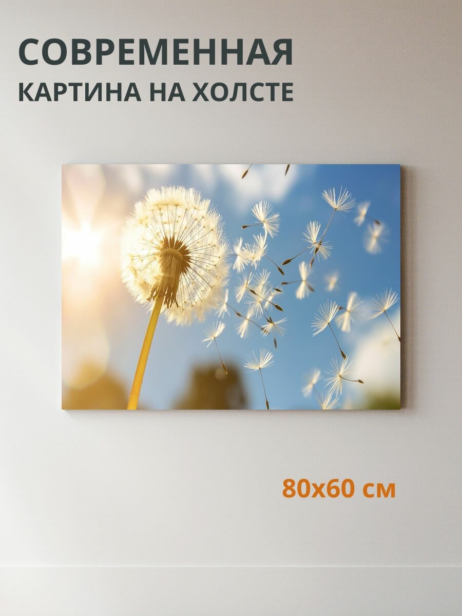 Картина на холсте Одуванчик 80x60 см