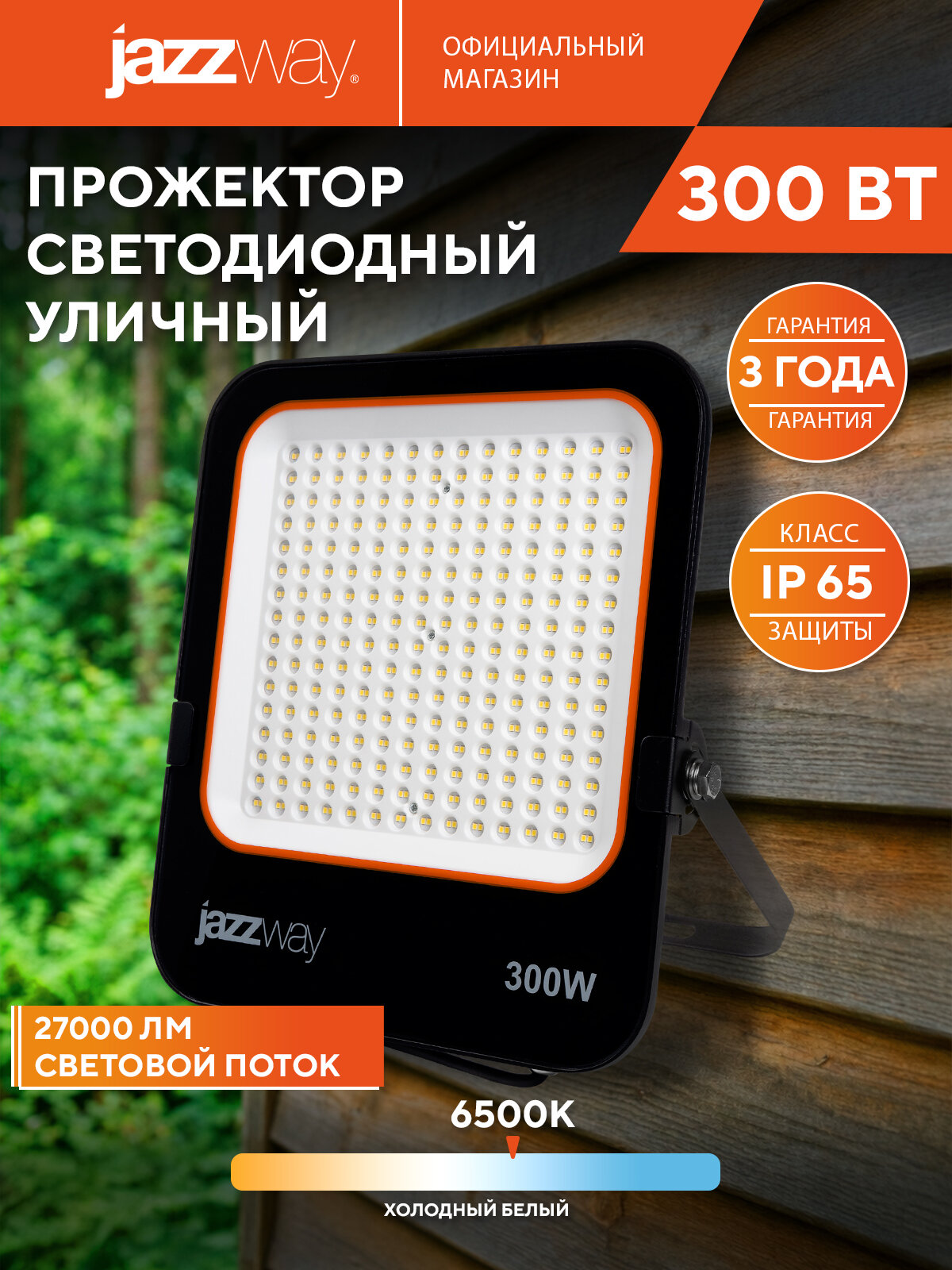 Прожектор светодиодный уличный Jazzway PFL-V 300w 6500K IP65