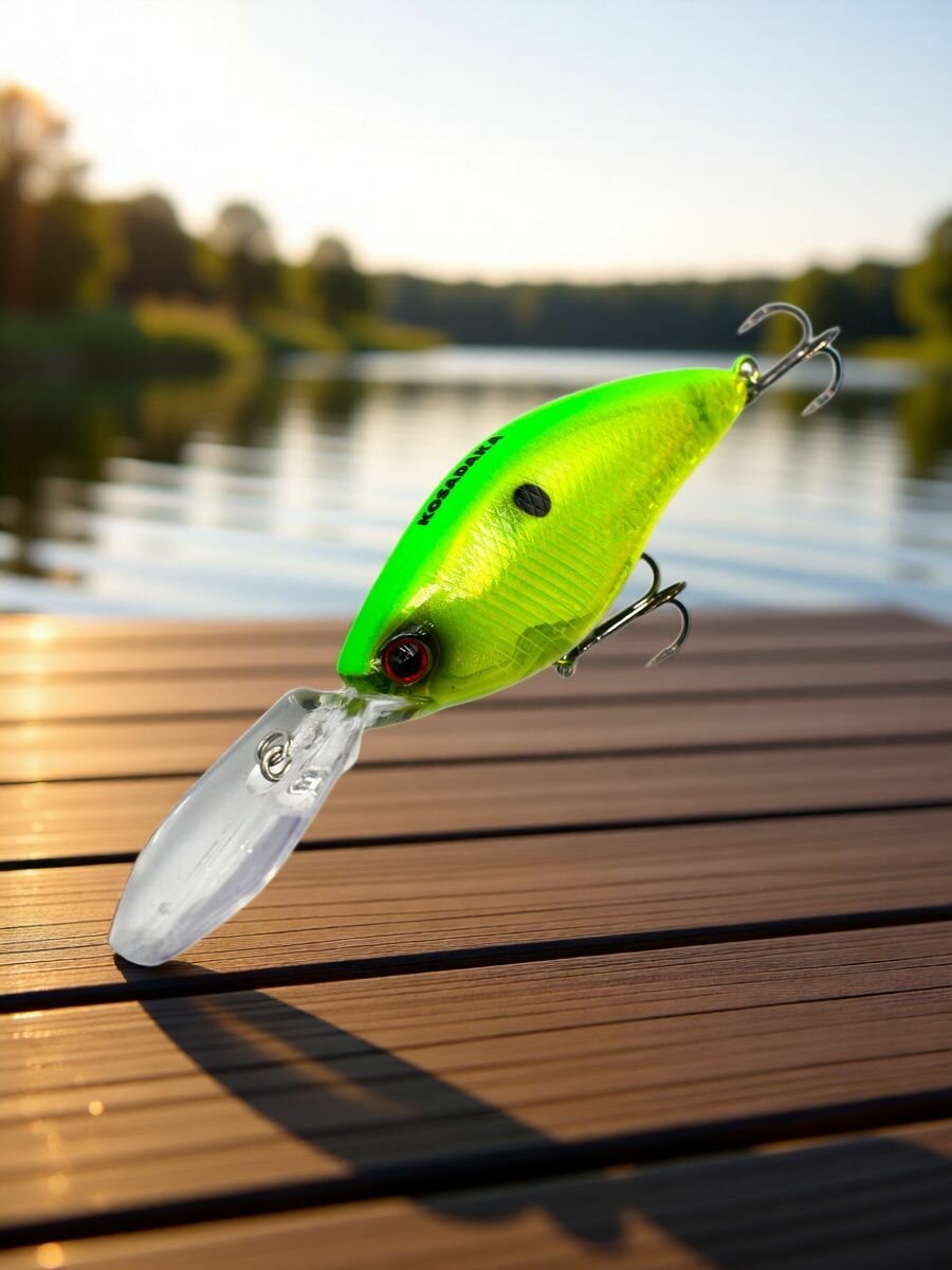 KOSADAKA 3D CRANK 65F 65 мм 17.2 г Воблер Крэнк плавающий 1.5-3.5 м, рыба для троллинга и спиннинга; ловля щуки; окуня; судака