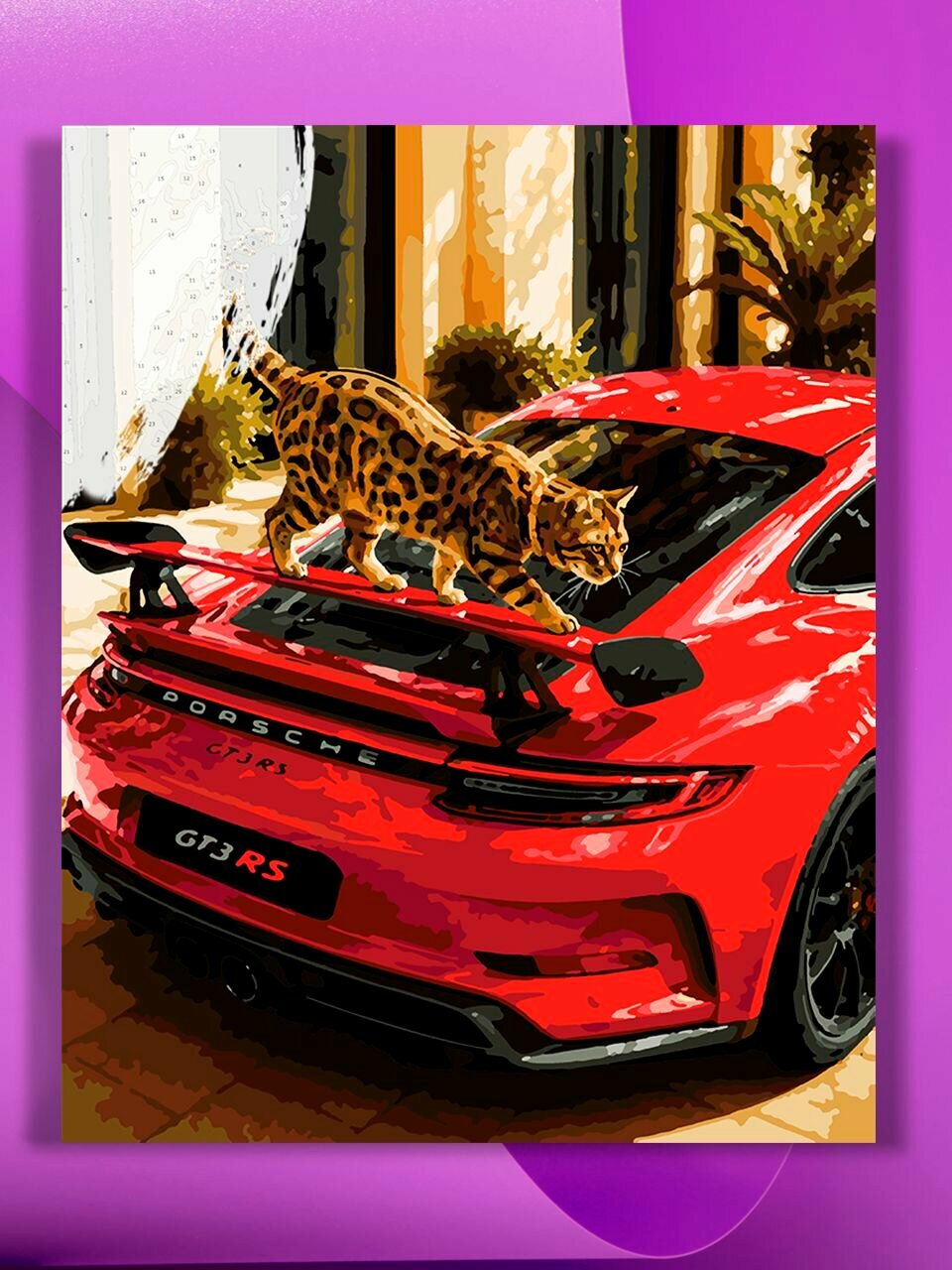Картина по номерам на холсте Хищник на Porsche, 30 х 40 см