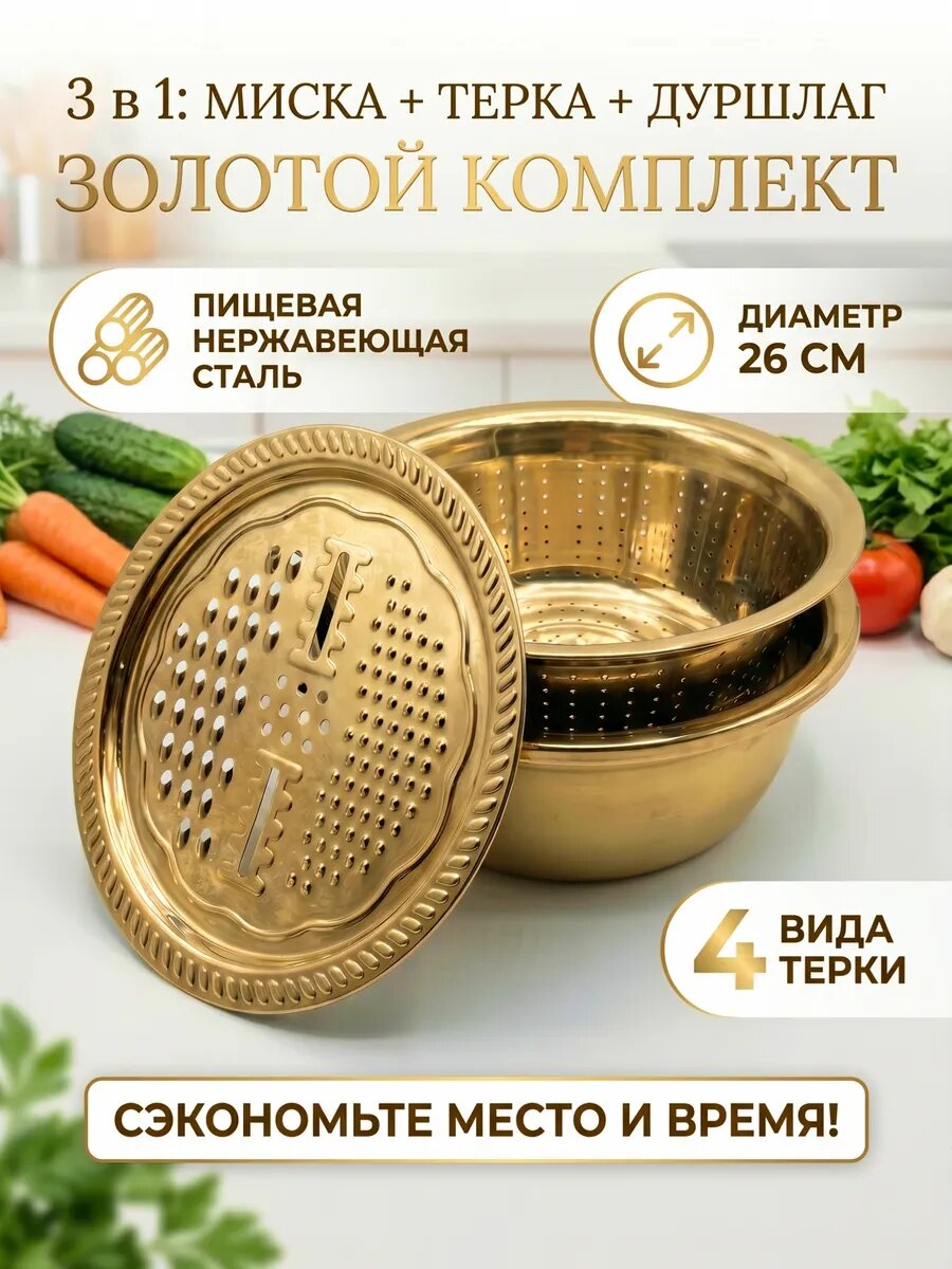 Набор миска дуршлаг терка слайсер