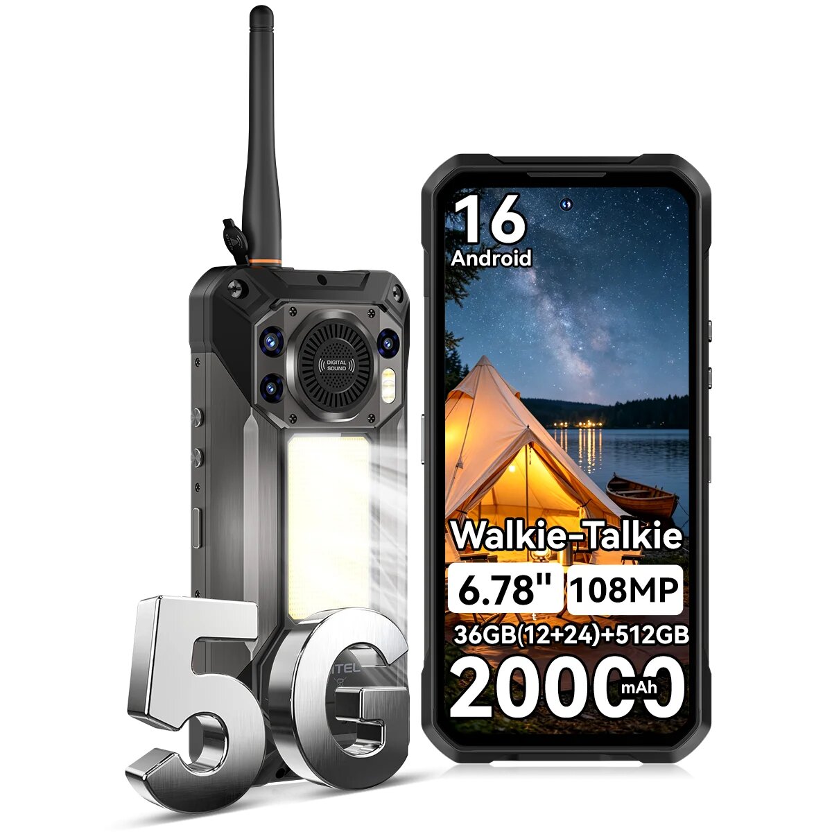 Рация Oukitel WP61 Plus 5G, 36 ГБ (12+24) 512 ГБ, 20 000 мАч, 6,78 дюйма