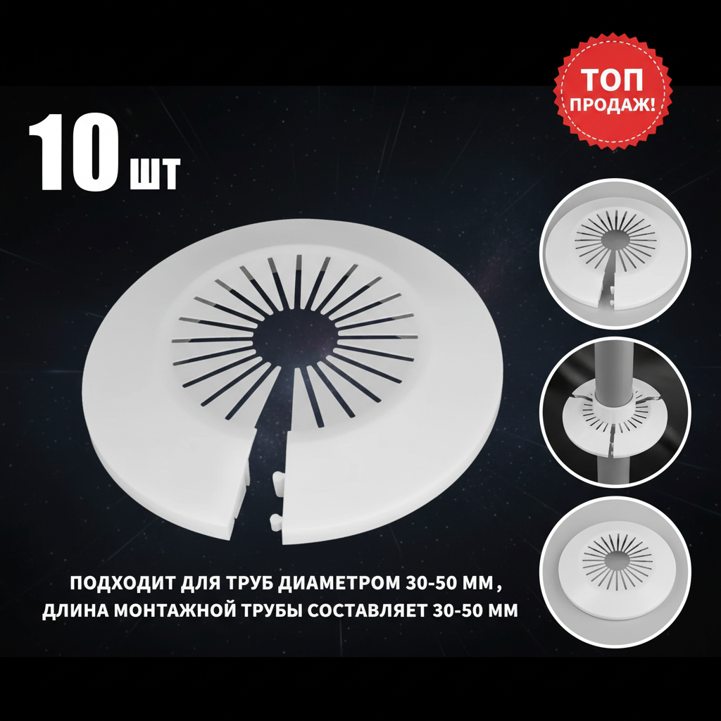 Acabamento em anel para tubos 16 40 mm tom branco 10 unidades