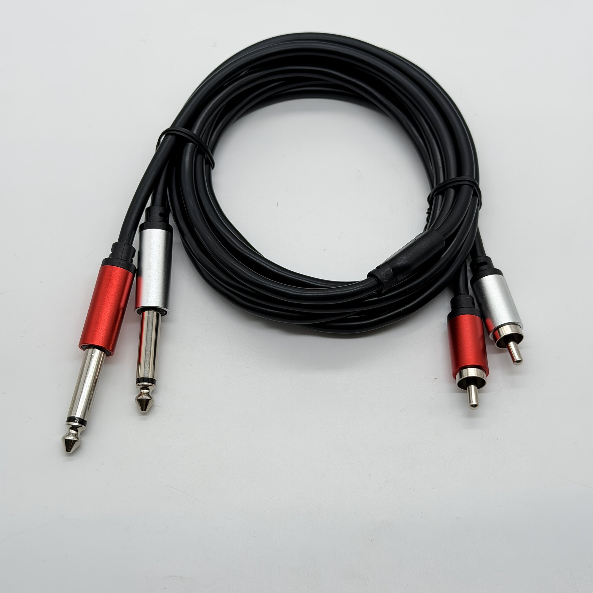Кабель 1/4" TS на 2 RCA, 1/4" штекер - RCA штекер, стерео аудио межблочный кабель, длина 19.69 дюйма