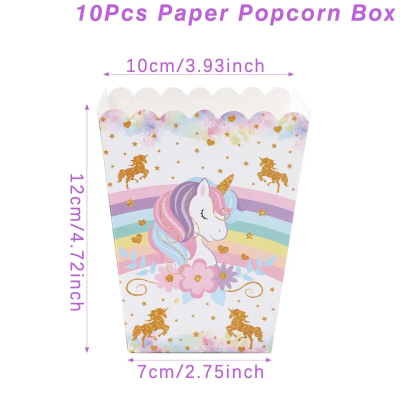 Радужный единорог декор для вечеринки XMSJ 10pcs Popcorn Box