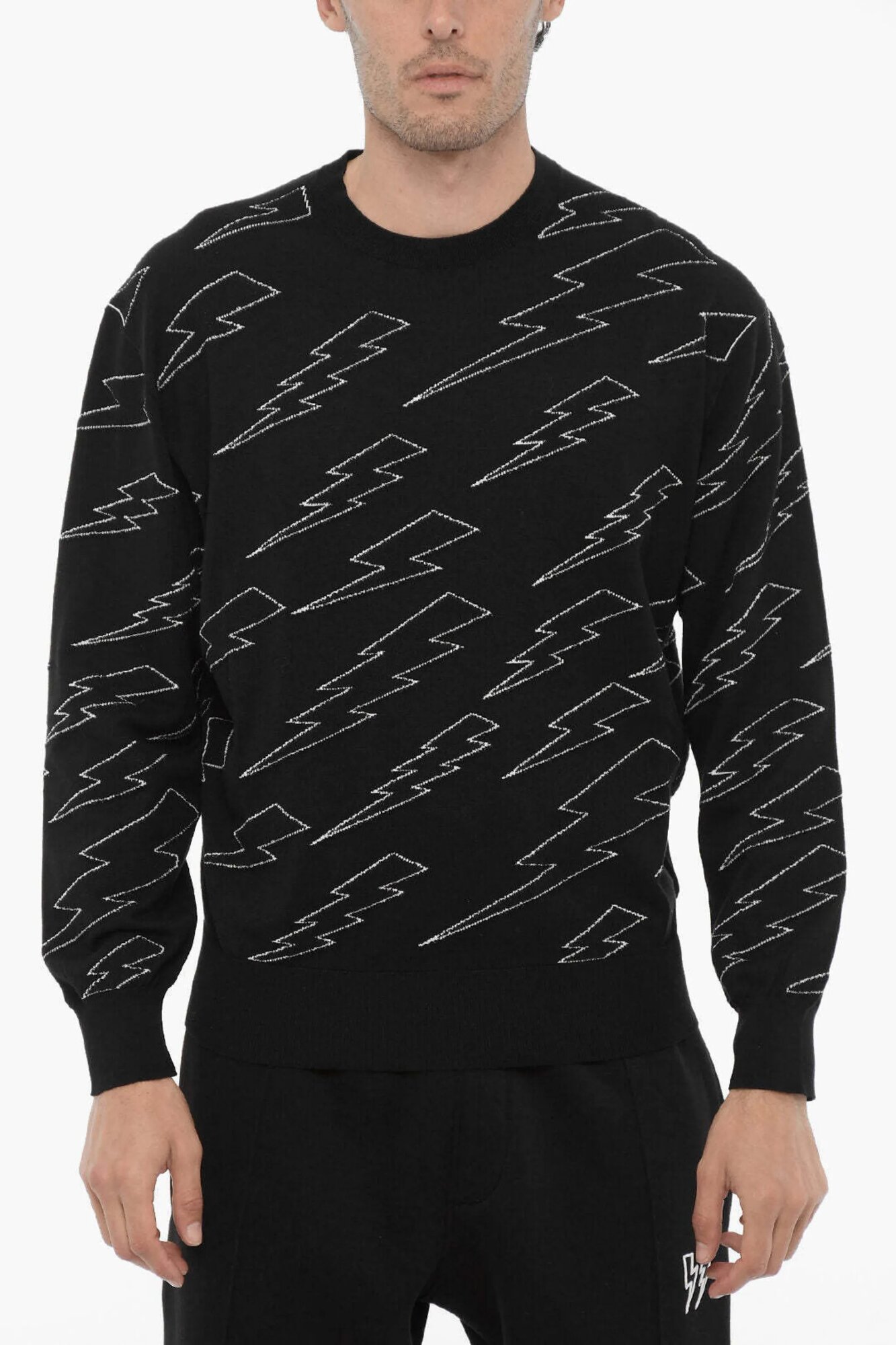 Свитер Neil Barrett Thunderbolt-embroidered sweater