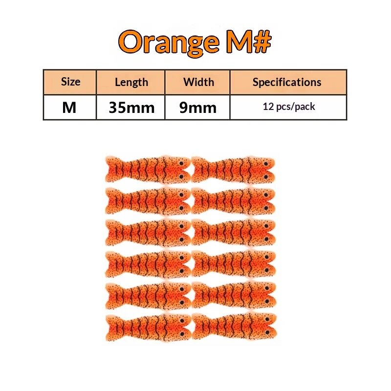 Оранжевые креветки для мушек Orange-M, 12 шт