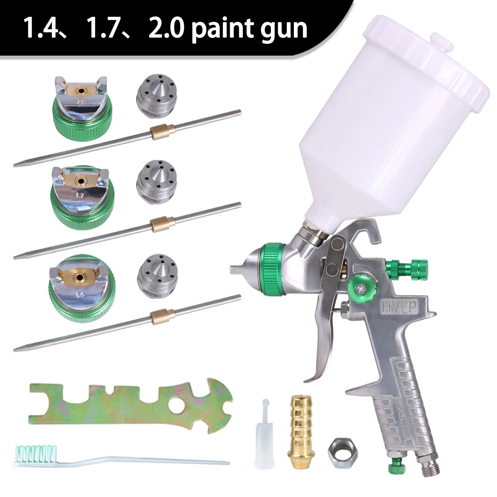Пистолет-распылитель WENXING H-827 HVLP 600 мл Green 1.4 1.7 2.0mm