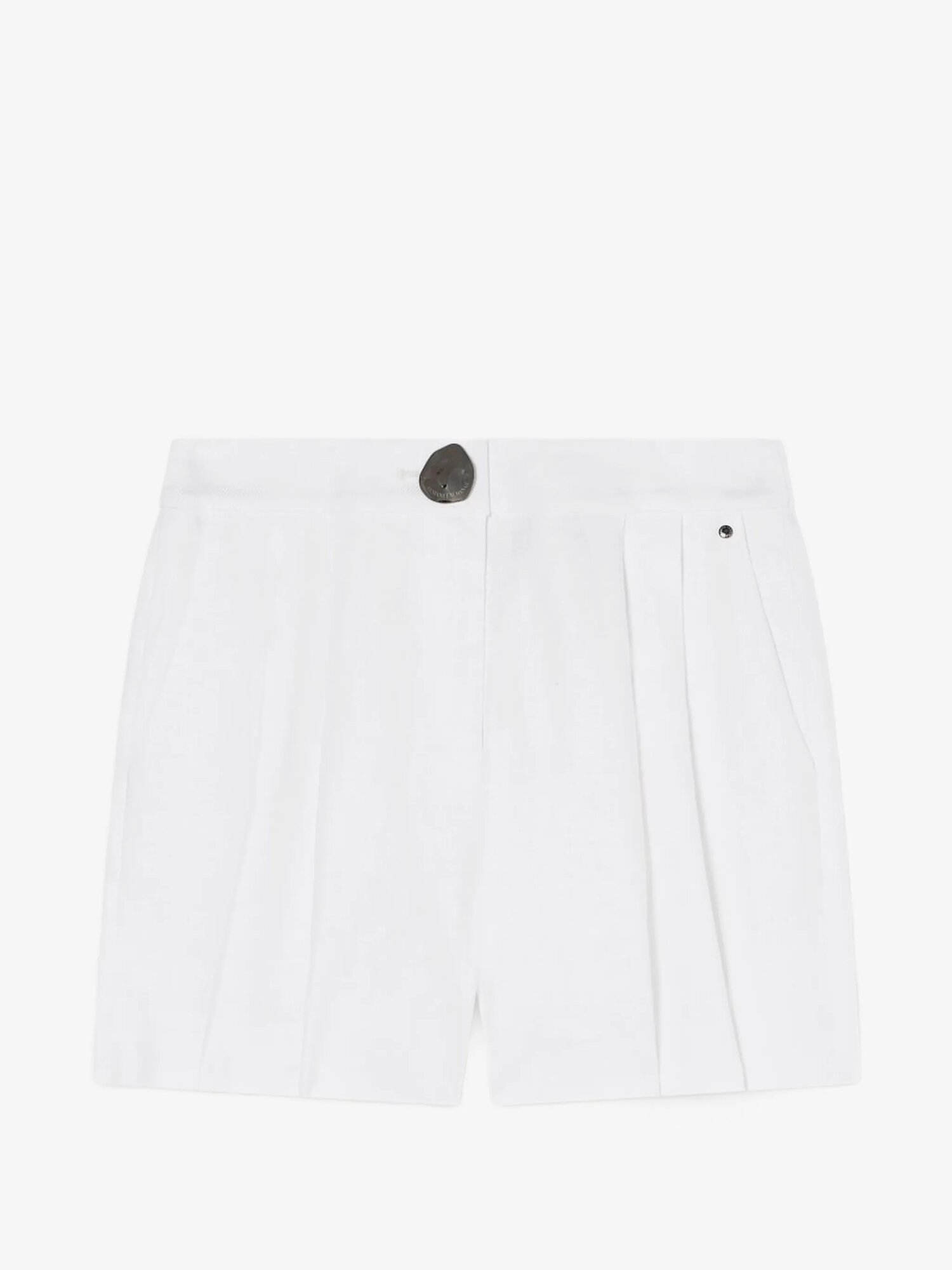 Шорты Armani Exchange Pleated button-fastening linen shorts, размер 6, бежевый/белый