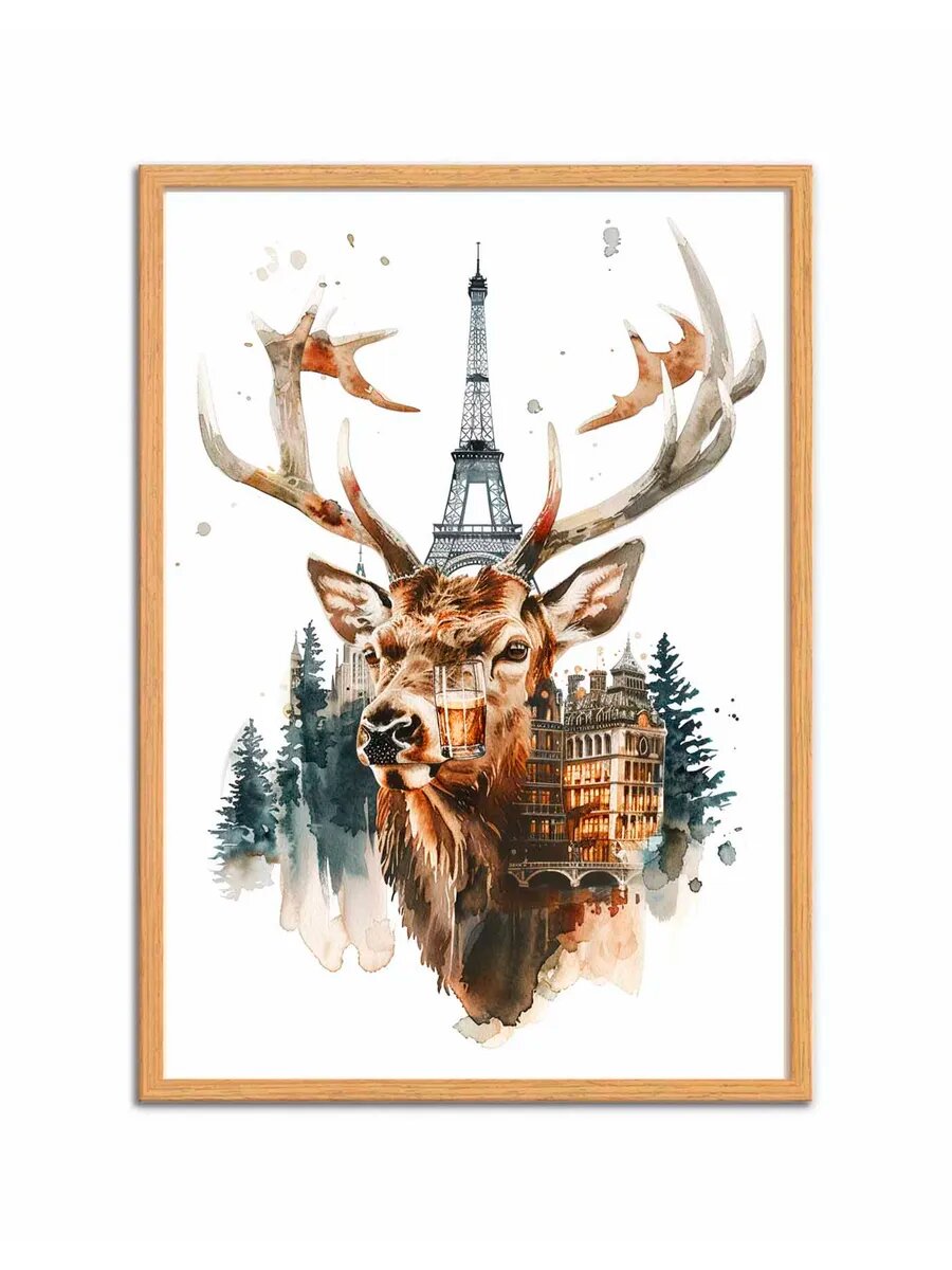 Животное с Лосиной фермы пьет Виски 3, Плакат 30x42см