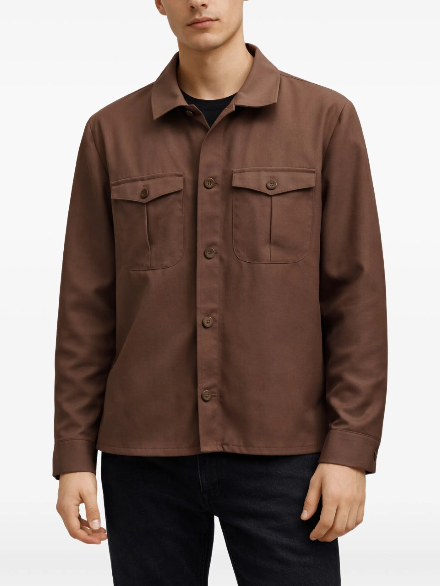Куртка FRANZESE Chest-pockets button-down jacket, размер 46, коричневый — фото 1