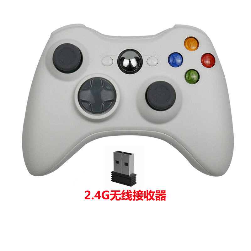 Беспроводной игровой контроллер 2.4G Модель 360 с вибрацией для ПК, Steam, Smart TV — Белый