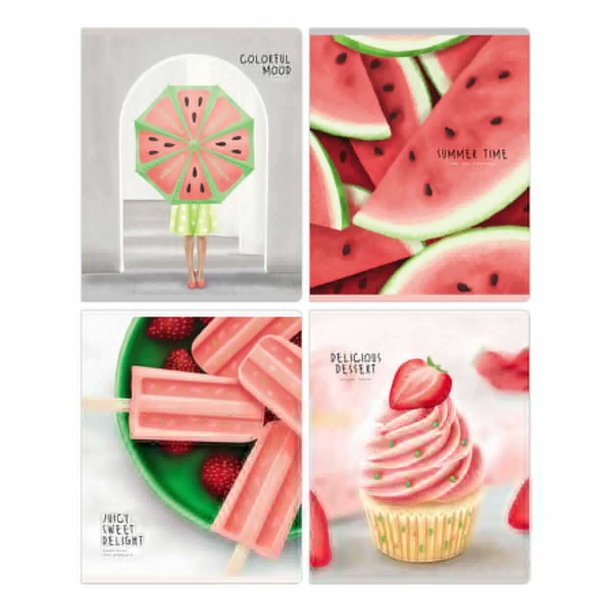 Тетрадь общая 48л, А5 BG "Summer dessert" (клетка, скрепка, матовая ламинация) 4шт. (Т5ск48_лм 11058)