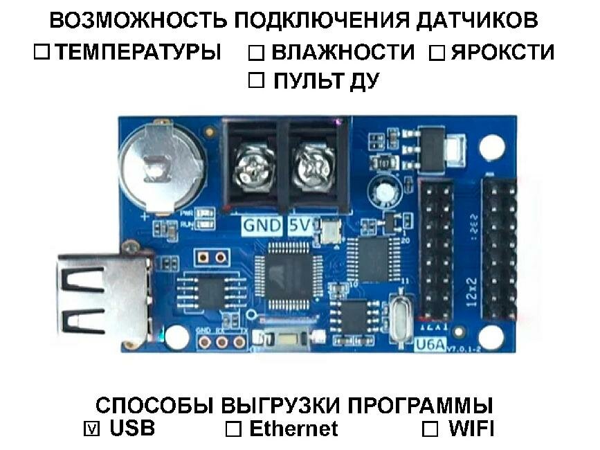 Контроллер для монохромных бегущих строк BEELED BLD-U6A