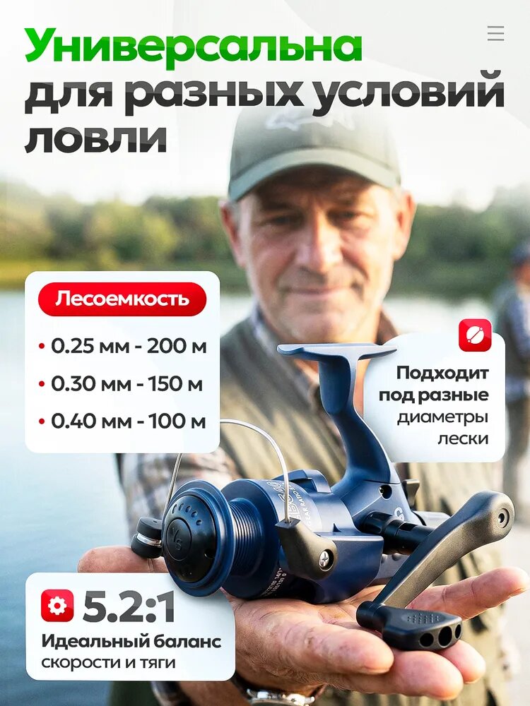 LAVRZONE Катушка безынерционная CB640 размер шпули 4000 передаточное число 5.1:1 2 шт. — фото 1