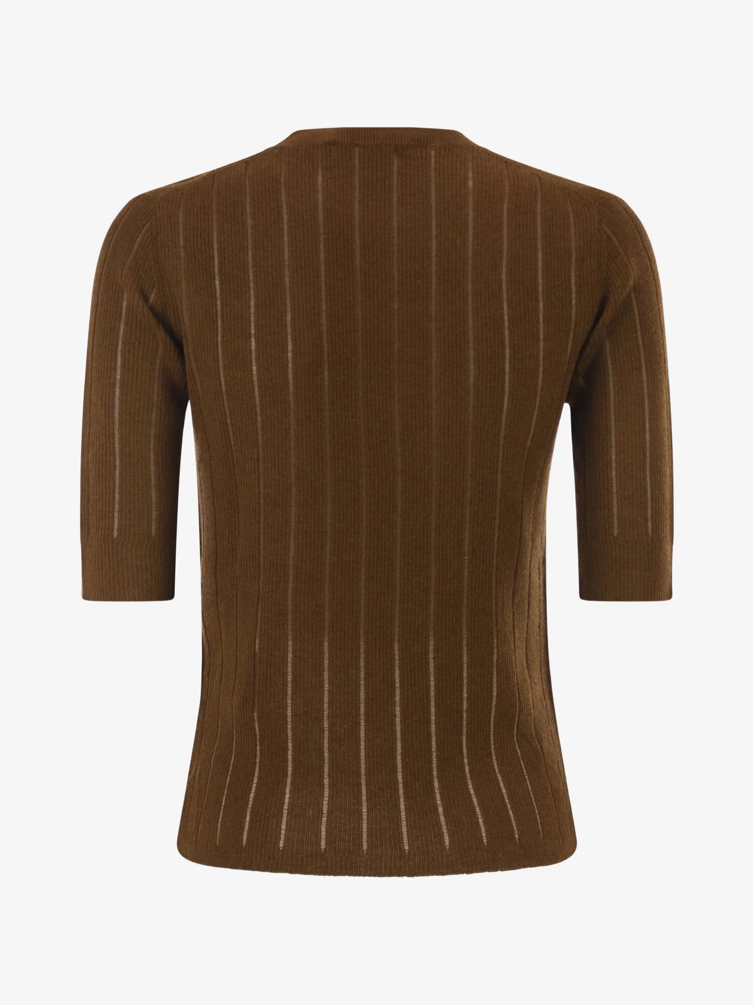 Топ Max Mara Ribbed-knit silk-blend top, размер 42, коричневый — фото 1