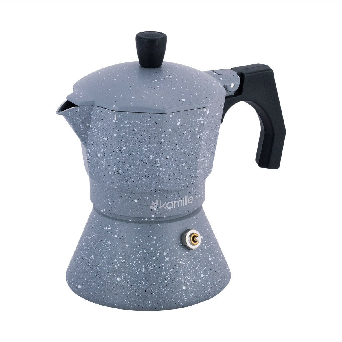 Кофеварка гейзерная 150 мл. 3 порции Kamille КМ-2516GR из алюминия с индукционным дном (серый)