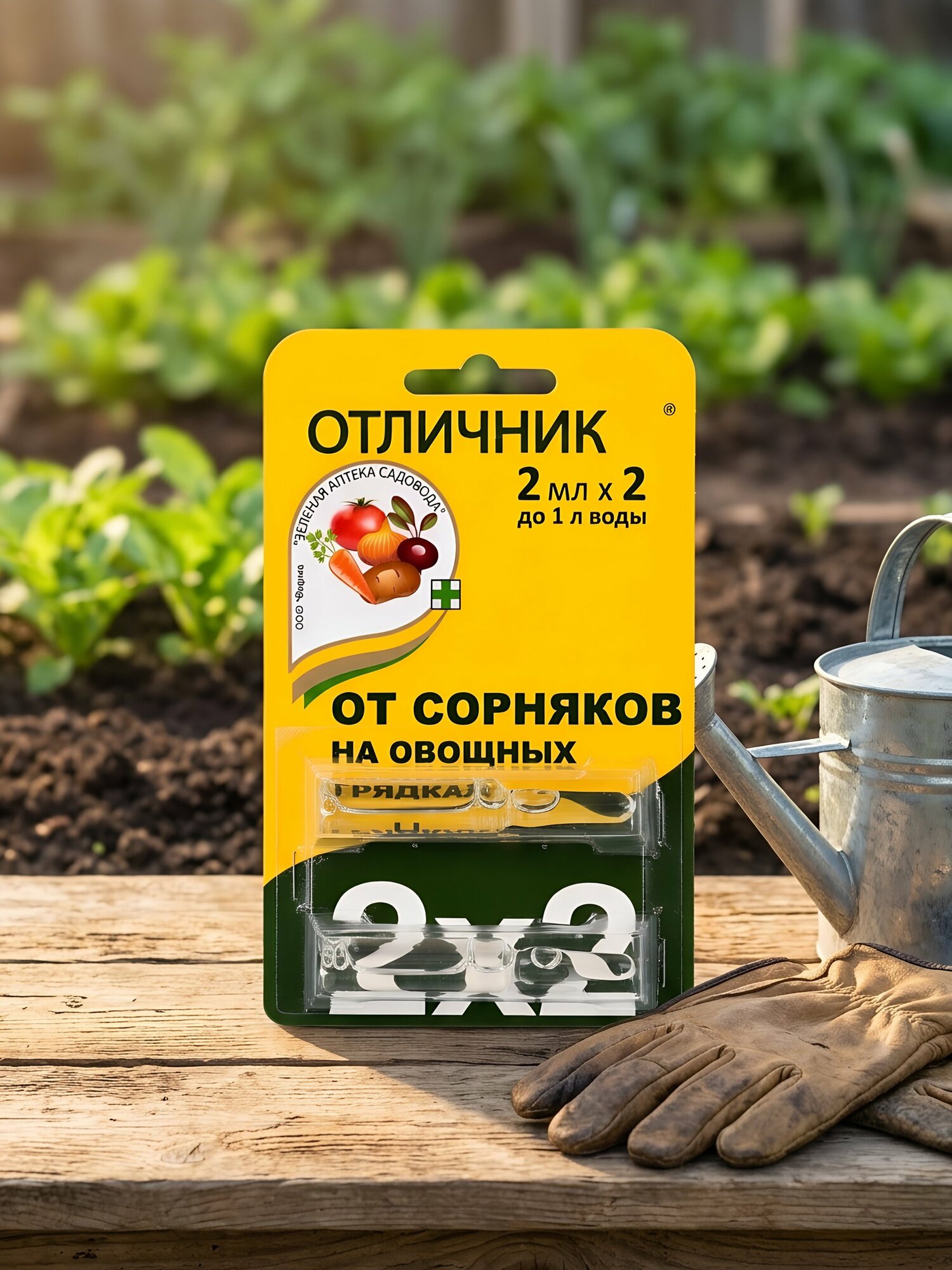 Гербицид Отличник от сорняков на картофеле, томатах, моркови и луке, 4 мл (2х2 мл), Зеленая аптека Садовода