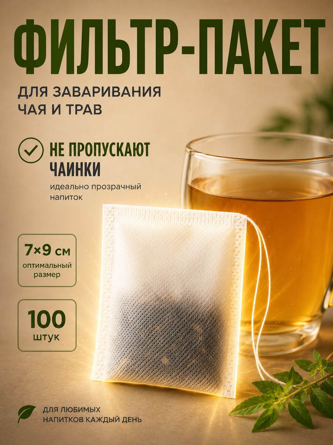 Фильтр-пакеты для заваривания чая и трав, пустые чайные пакетики с завязками, одноразовые, 7 9 см, 100 шт