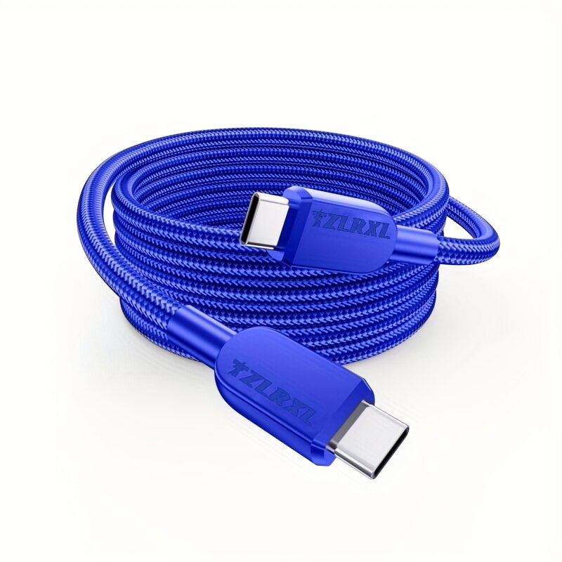 Кабель USB Type-C на USB Type-C для быстрой зарядки и передачи данных, плетёный, 100 Вт, синий, 100 см